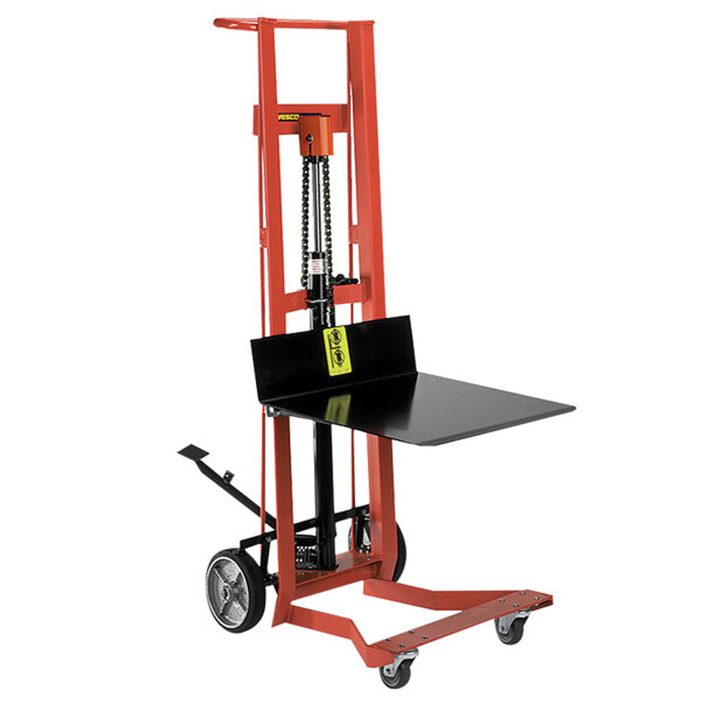 Four-Wheeled Hydraulic Lift with Adjustable Forks, 750 lb Capacity ...