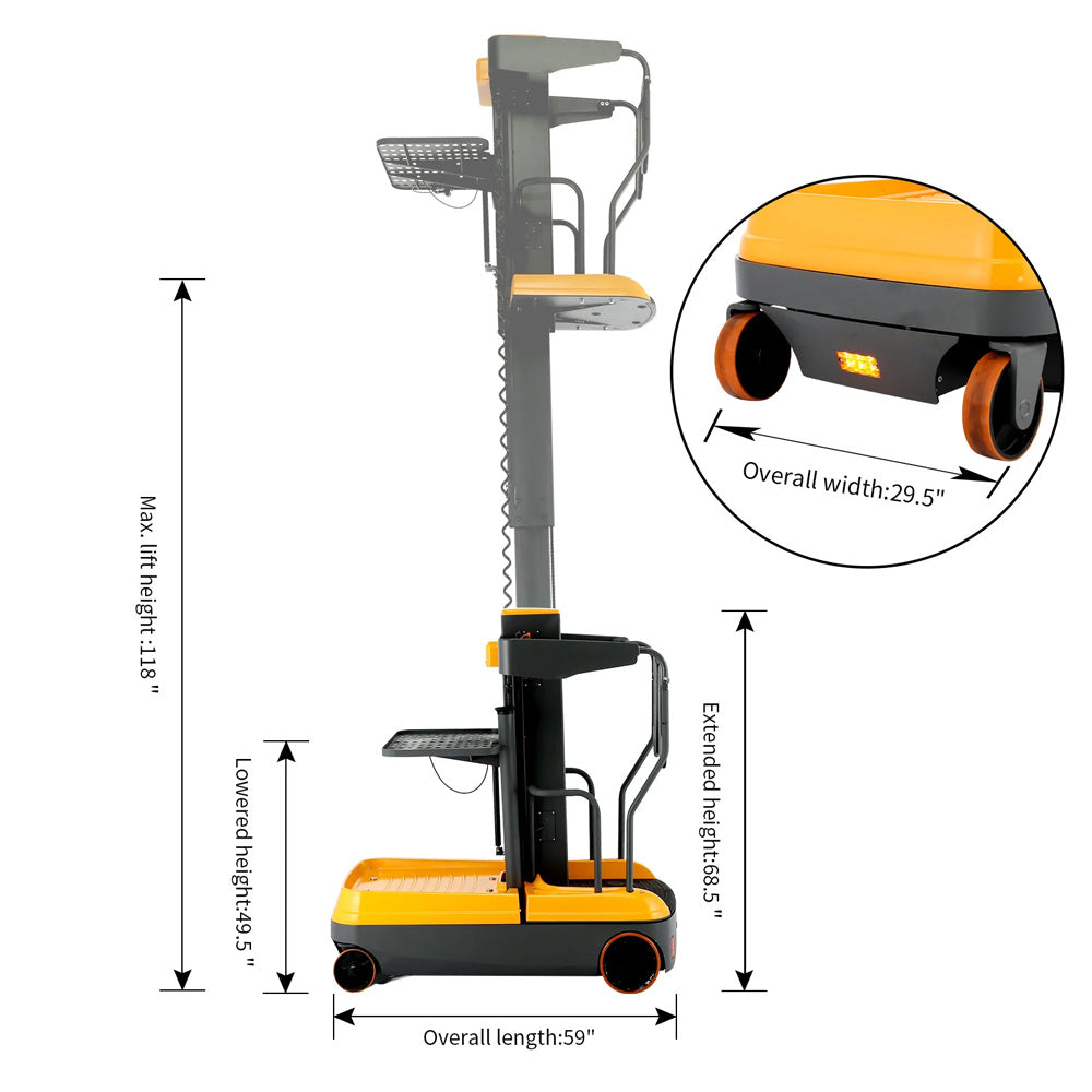 Fully Electric Mini Order Picker with Load Tray, 200 lbs Capacity ...