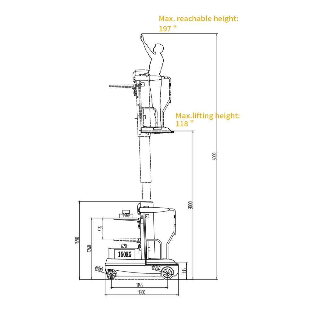 Fully Electric Mini Order Picker with Load Tray, 200 lbs Capacity ...
