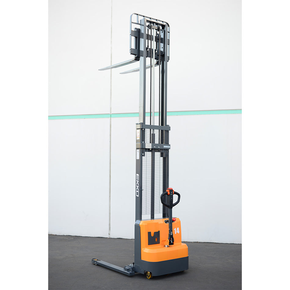 Full Electric Straddle Stacker 3000 lbs Capacity with Adjustable Forks ...
