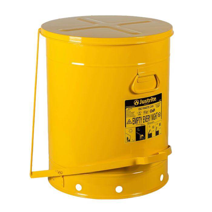 Oily Waste Can, 21 Gallon (80L), Foot-Operated Self-closing Cover (Yel ...