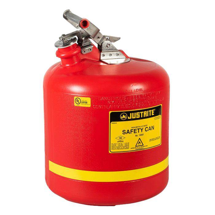 Type I Safety Can, Nonmetallic, S.S. HW, 5 Gal, Flame Arrest,Polyethyl ...