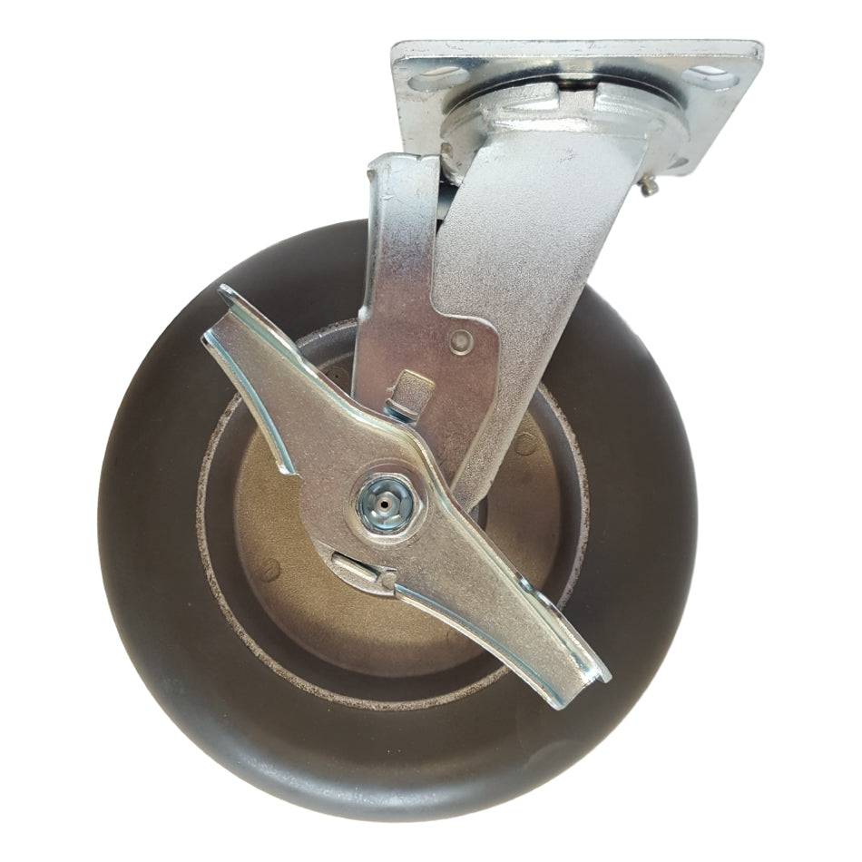 8" x 2" Dura Cushion Wheel Swivel Caster W/ Brake - 450 lbs. Capacity ...