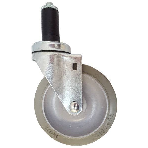 5" x 1-1/4" Nomadic Threaded Swivel Stem Caster, Expandable Adapter, 325# Cap | Source 4 Industries