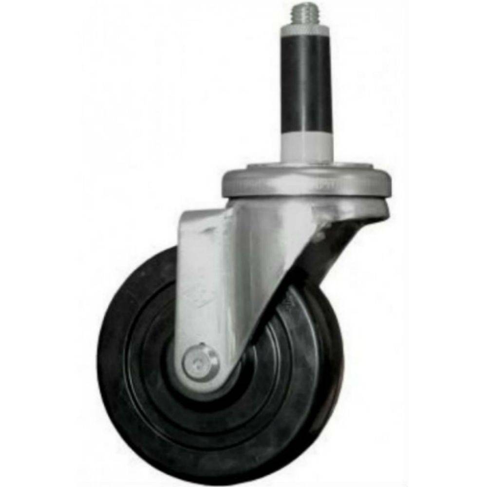 5" x 1-1/4" Hard Rubber Thread Swivel Stem Caster, Expandable Adapter,350# Cap | Source 4 Industries