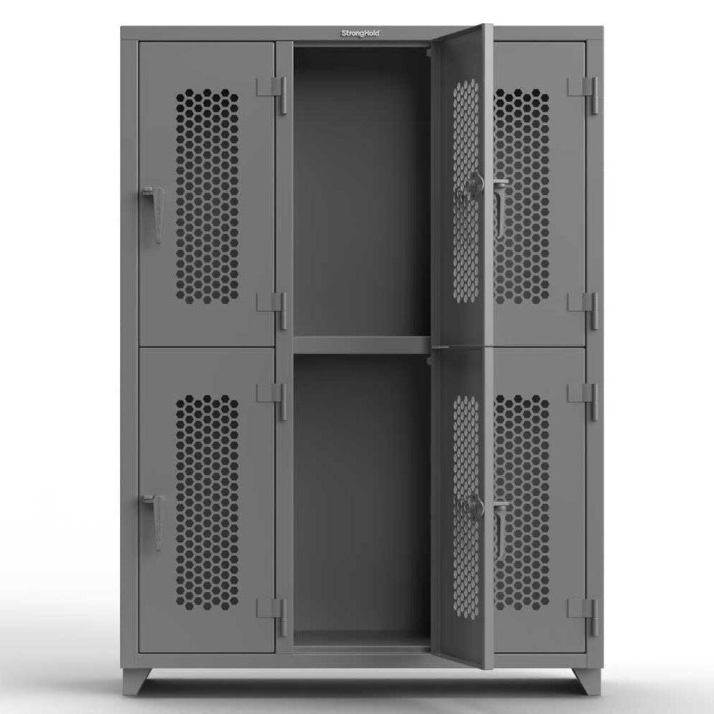 Extra Heavy Duty 14 GA Double-Tier Ventilated Locker, 6 Compartments ...
