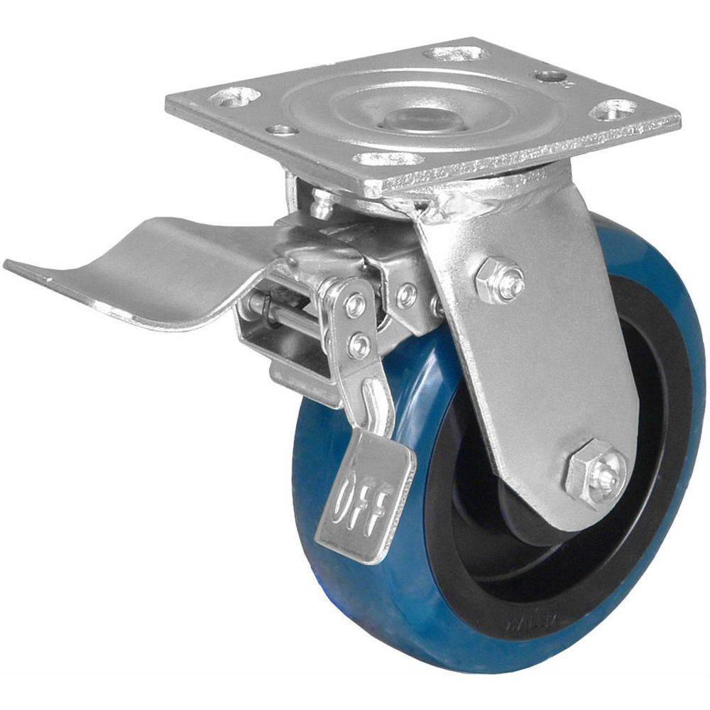 6" x 2" Poly-Pro Wheel Swivel Caster w/ Dual Pedal Brake - 720 lbs. Ca ...