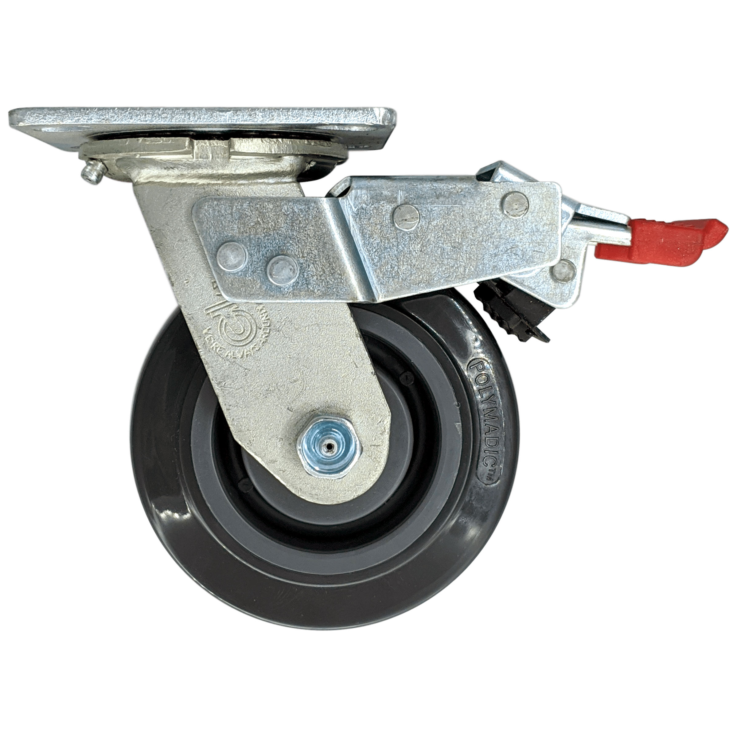 5" x 2" Polymadic Wheel Swivel Caster w/ Total Lock Brake - 750 lbs. C ...