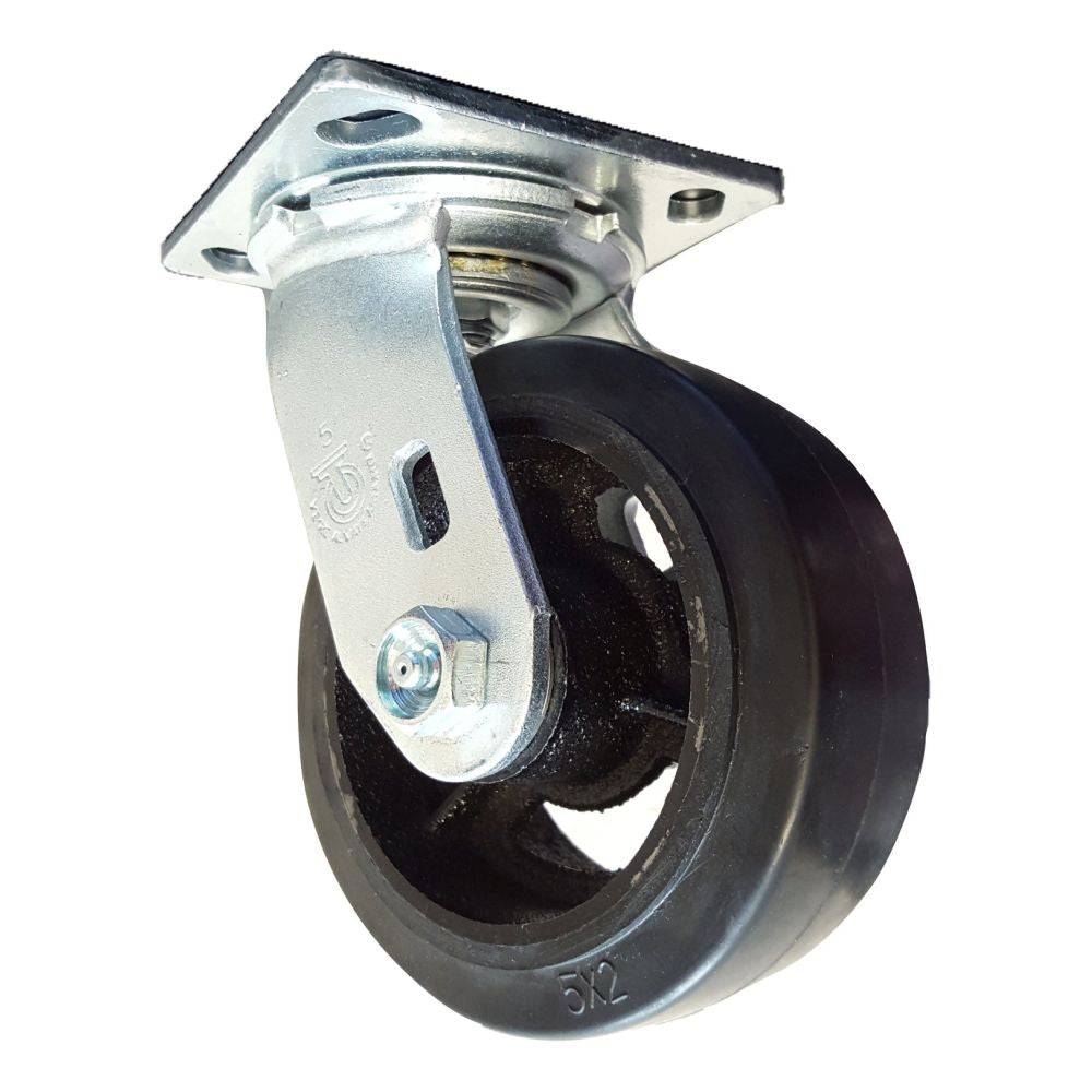5" x 2" Mold-On Rubber Cast Wheel Swivel Caster - 400 lbs. Capacity ...